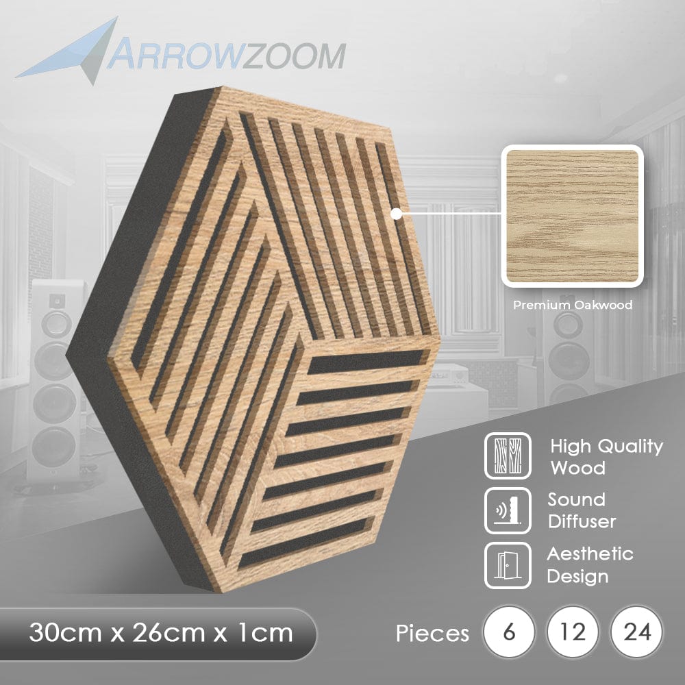 Arrowzoom™ Diffuse PRO Isometric Lines Hexagon Felt Wooden Panel ...