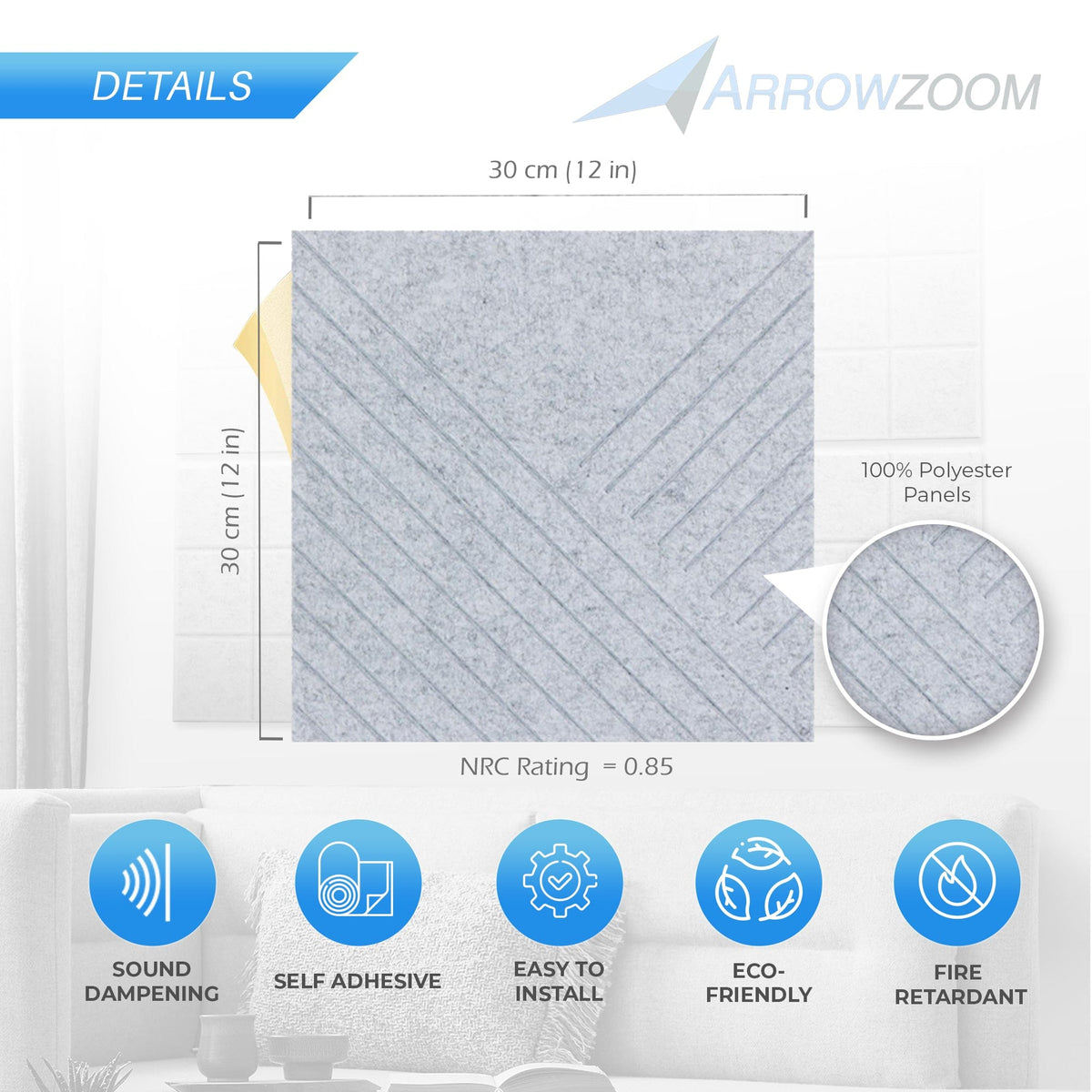 Arrowzoom Diagonal 3D Square Polyester Felt Art Adhesive Panels ...
