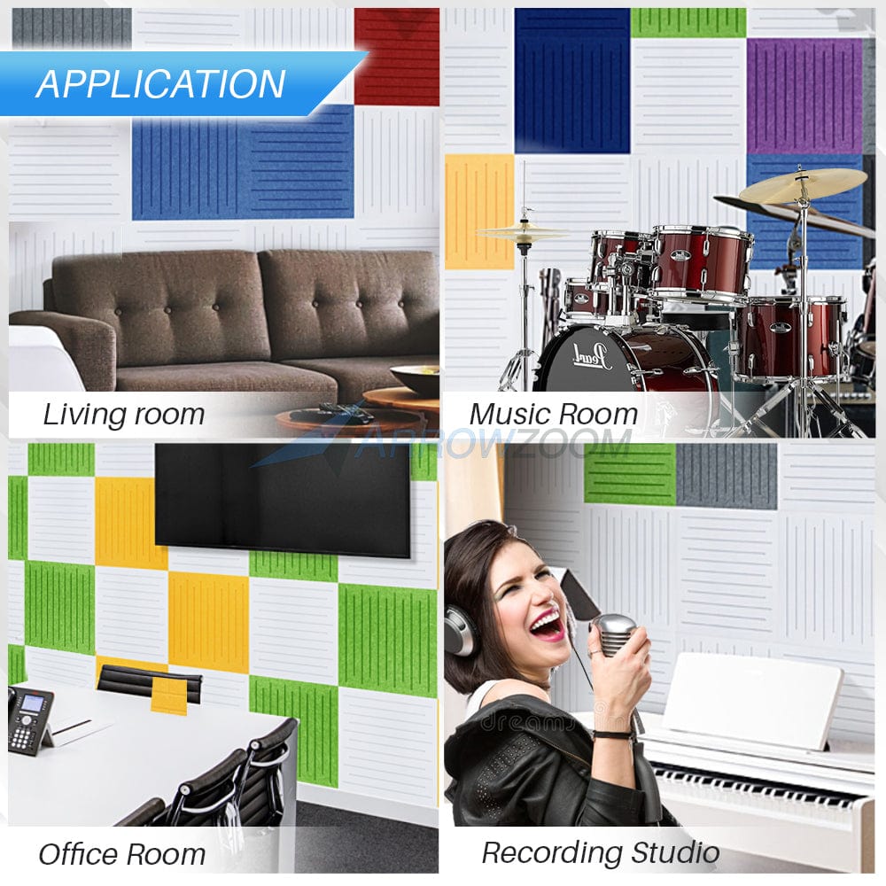 Arrowzoom Soundwave 3D Square Polyester Felt Art Adhesive Panels ...