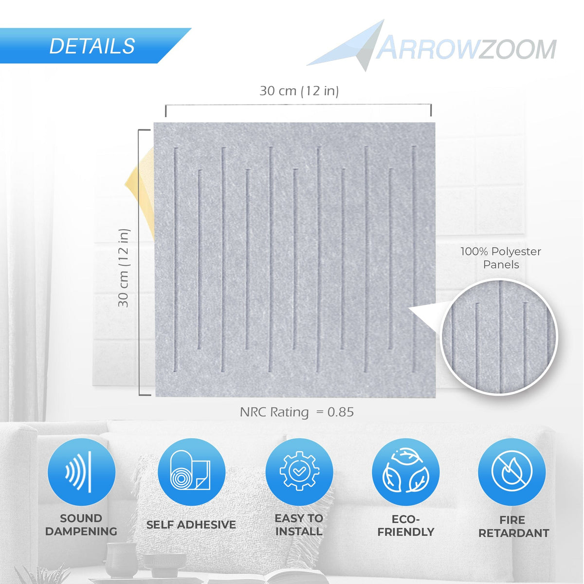 Arrowzoom Soundwave 3D Square Polyester Felt Art Adhesive Panels ...