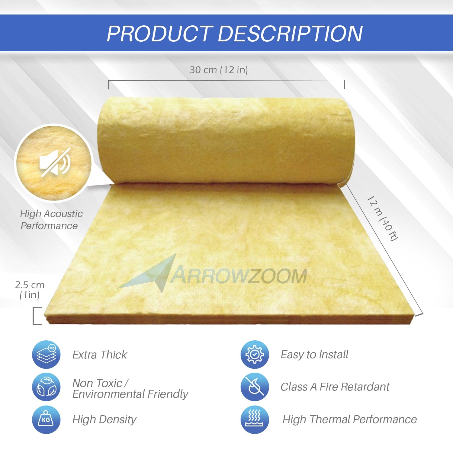 Arrowzoom Acoustic Mineral Wool Thermal Insulation and Room ...