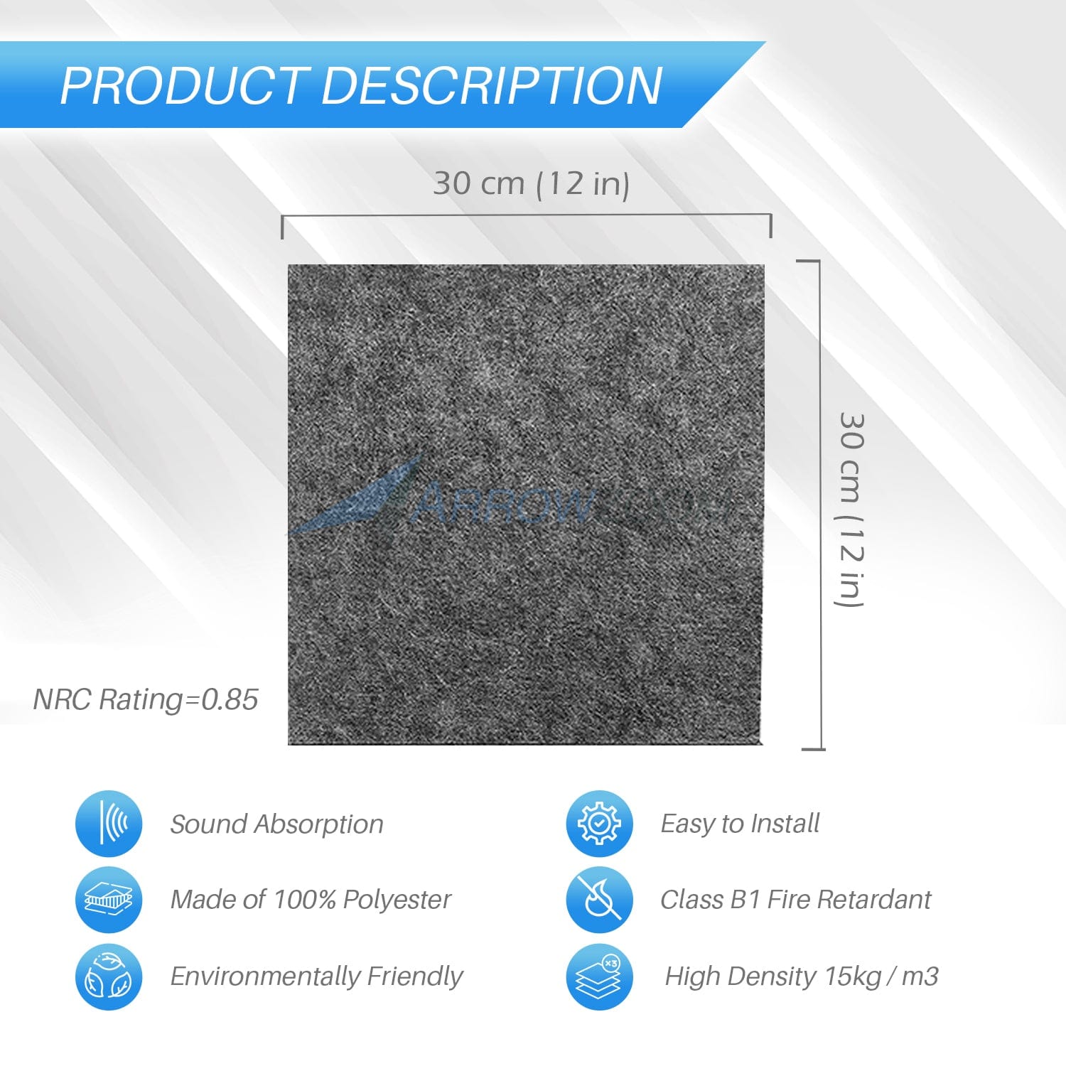 Arrowzoom Sound Deadening Polyester Fabric Panel - Solid Colors ...