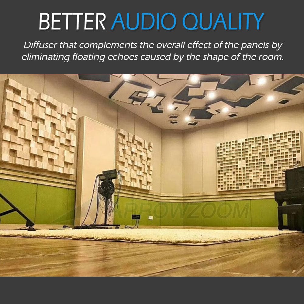 Arrowzoom™ Pro Acoustic Wood Diffuser Panel - 25 Grid - KK1201 | Arrowzoom Acoustics